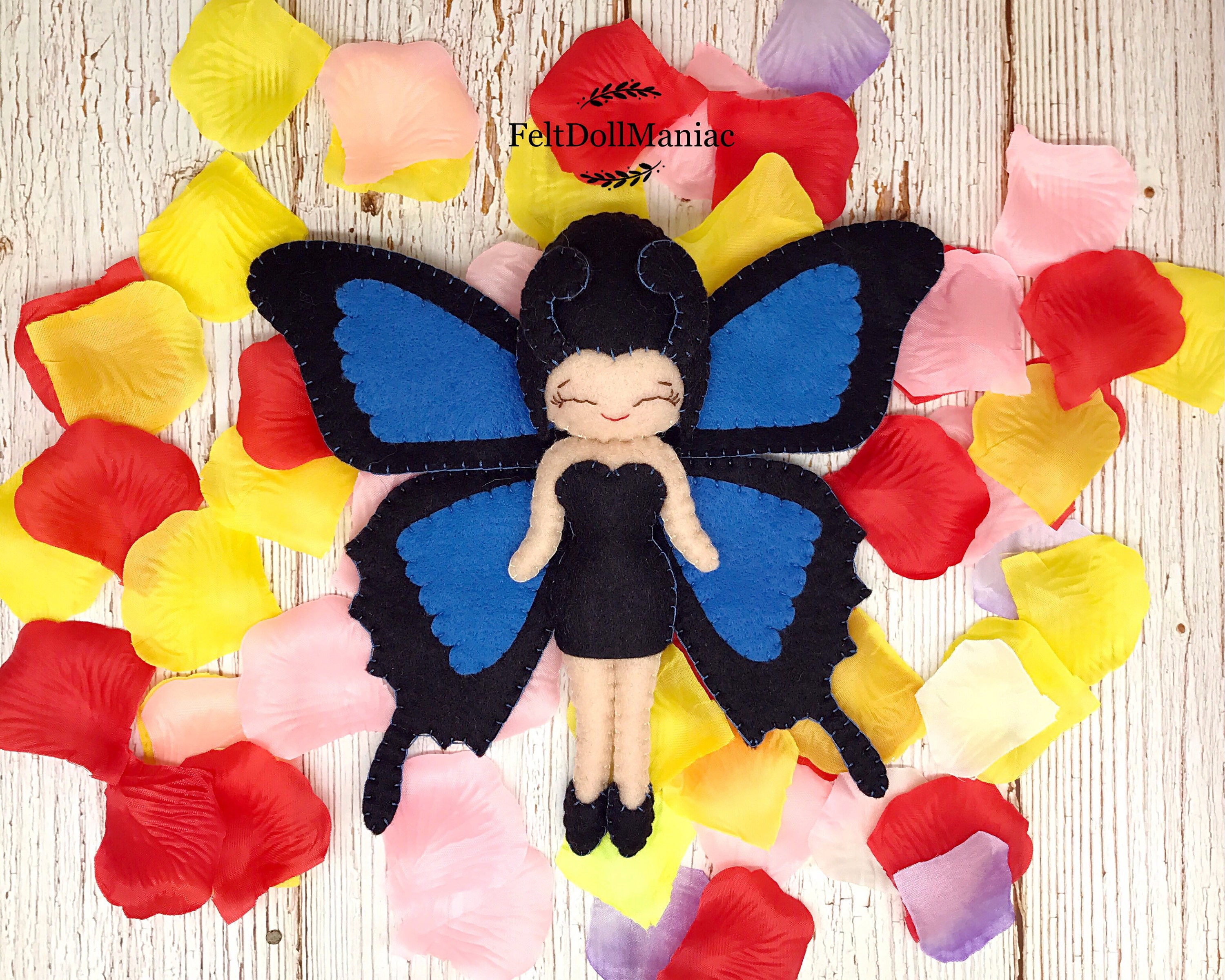 PDF Pattern and Tutorial.felt Doll Pattern. Black Butterfly. Cure ...