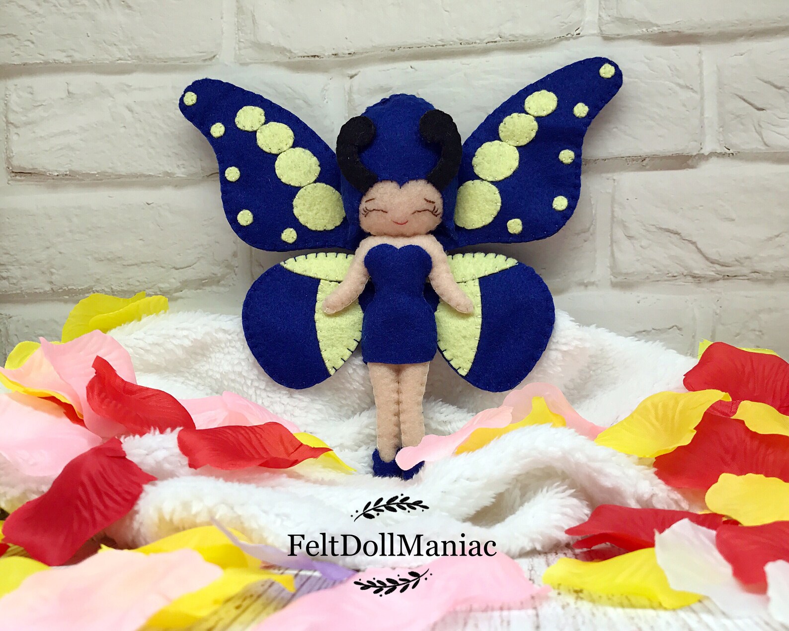 Felt Doll Pattern. Blue Butterfly. PDF Pattern and Tutorial. Cure ...