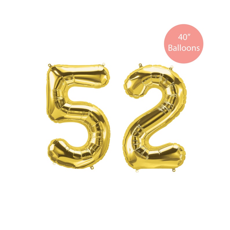52 Gold Number Balloon 52 Gold Balloons Gold 52 Balloon | Etsy