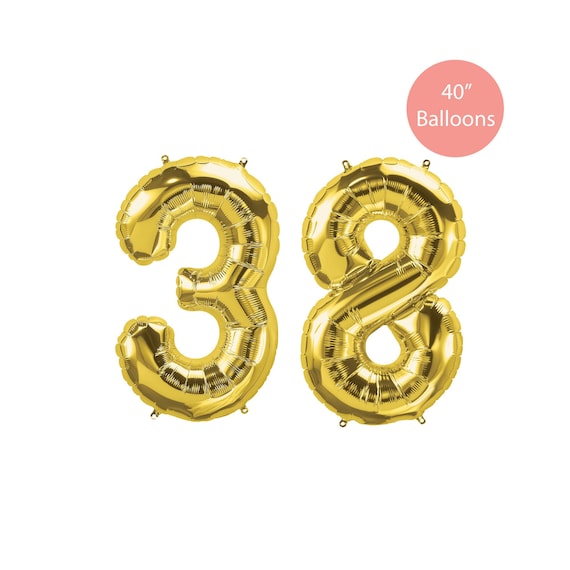 38 Gold Number Balloon 38 Gold Balloons Gold 38 Balloon | Etsy