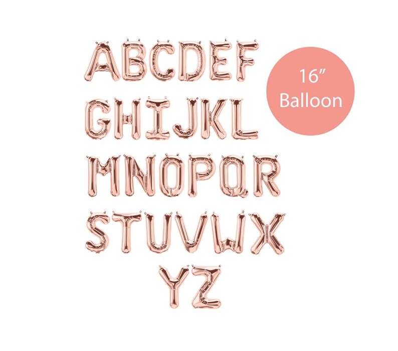 16 Rose Gold Letter Balloons Rose Gold Letter Balloons | Etsy