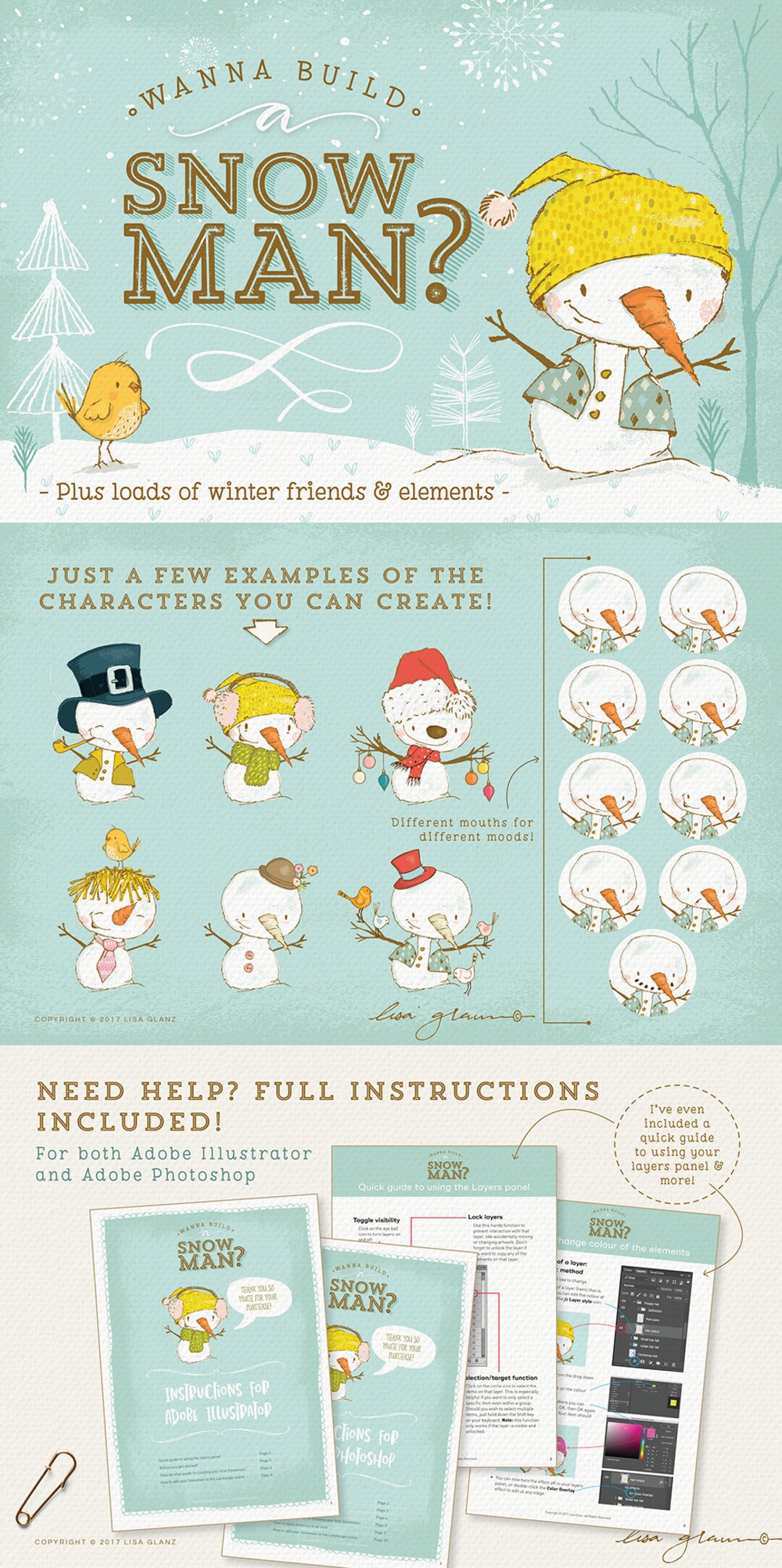 Winter Clipart Snowman, Christmas Clip Art, Build a Snowman Printable ...