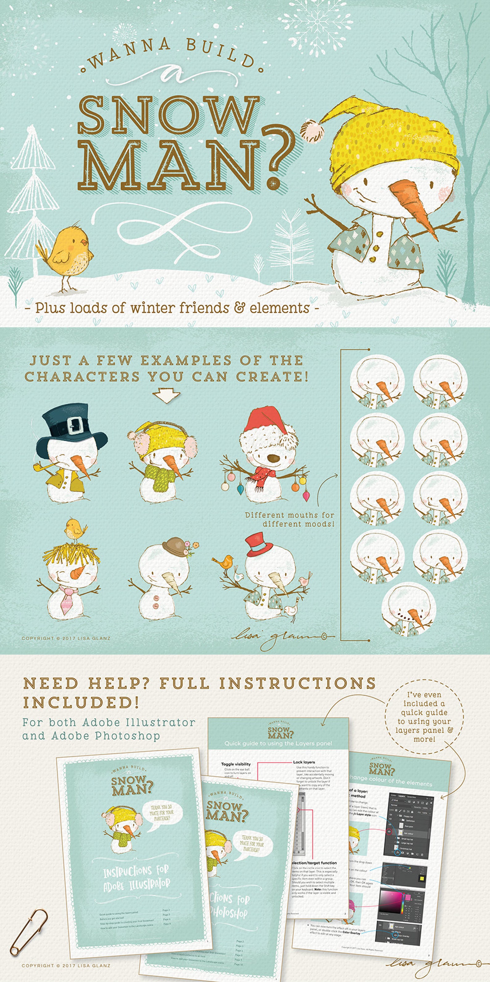 Winter Clipart Snowman Christmas Clip Art Build a Snowman - Etsy