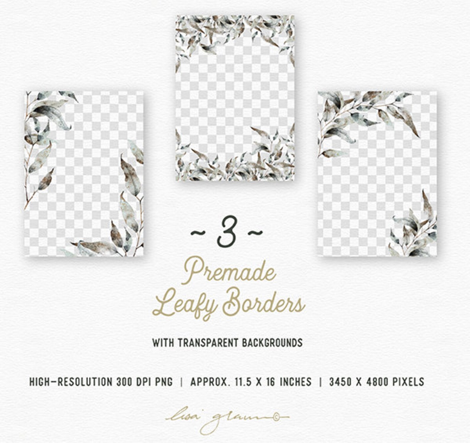 Watercolor Leaves: Hand Painted Clipart / Leafy Borders / | Etsy