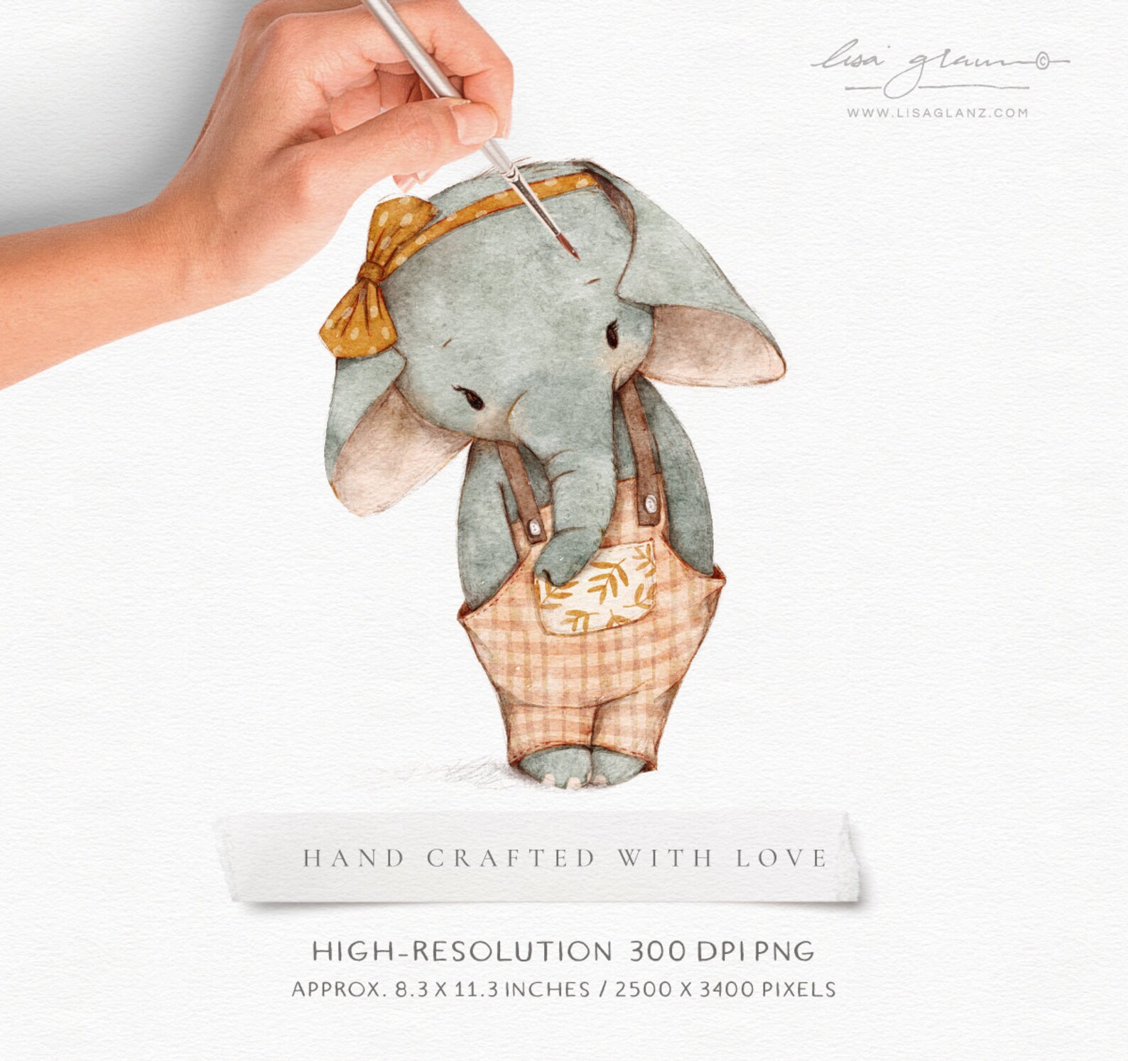 Watercolor Baby Elephant Clipart: Girl Nursery Art (PNG) - Etsy UK
