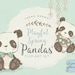 Spring Pandas Clipart Set: Panda Bear Clip Art Sweet Clipart | Etsy