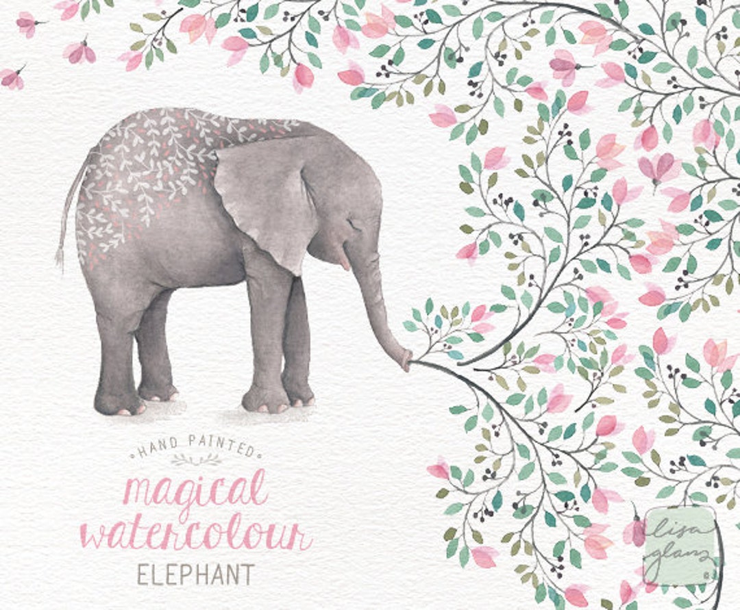 Watercolor Elephant: Hand Painted Printable Wild Animal Clipart ...