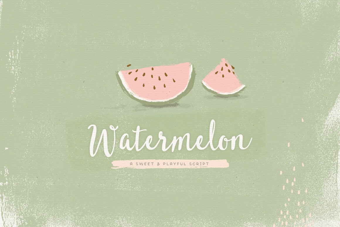 Watermelon fonts hand-lettered script font sweet summer hand drawn font ...
