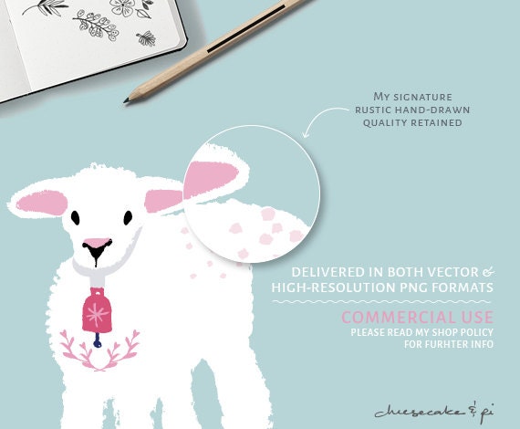 Clipart: Whimsical Sheep Illustration / PNG Clip Art / - Etsy