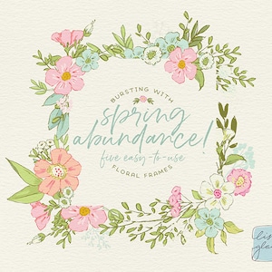 Spring Floral Frames Clipart Set: Hand Drawn Floral Frames Clipart ...