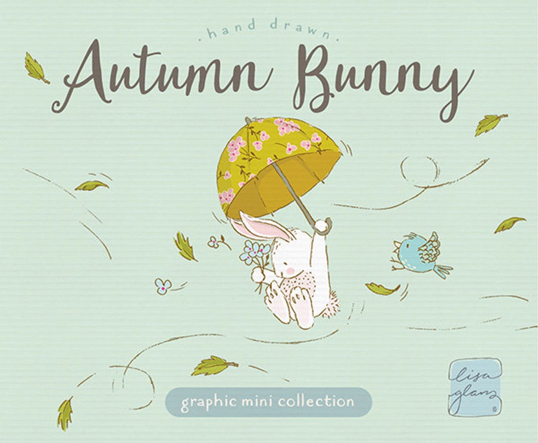 Autumn Bunny Clipart Set: Cute Bunnies Clip Art, Fall Clipart, Instant ...