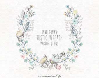 Vintage Wedding invitation floral wreath clipart collection: