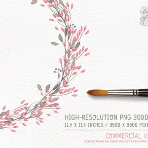Watercolor Wreath: Painted Floral Wreath Clipart / Wedding Invitation ...