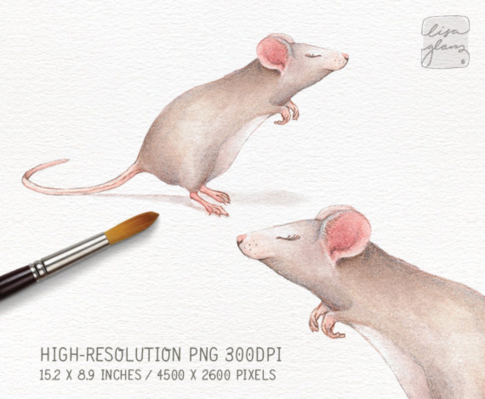 Hand Painted Mouse Clipart / Watercolour Mushroom Mouse - Etsy UK