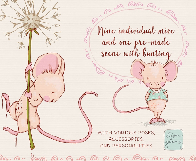 Spring Mouse Clipart Set: Hand-drawn Mice Illustrations (PNG Files) - Etsy