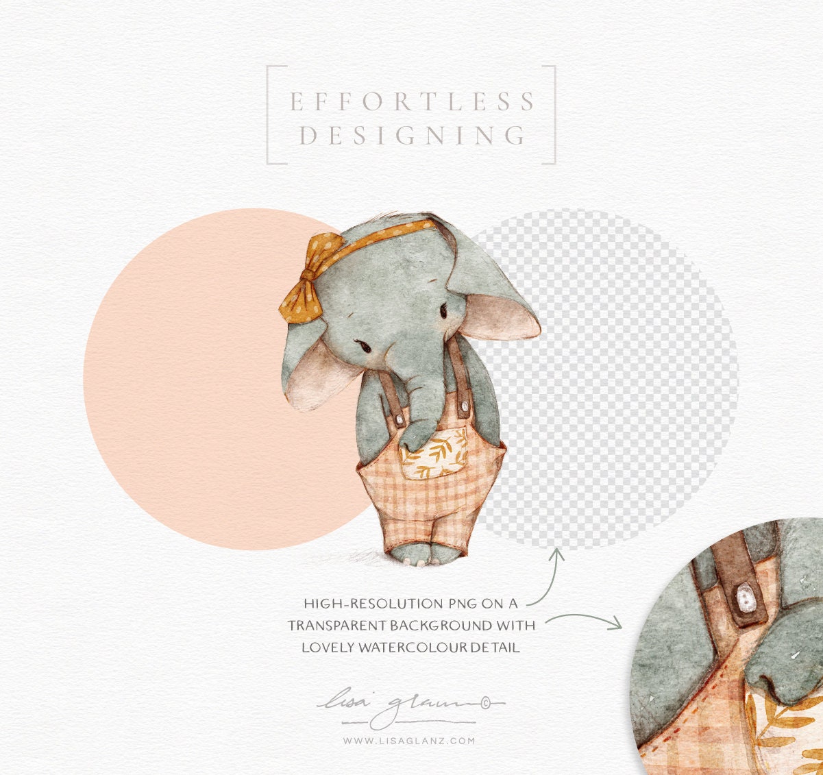 Watercolor Baby Elephant Clipart: Girl Nursery Art (PNG) - Etsy UK