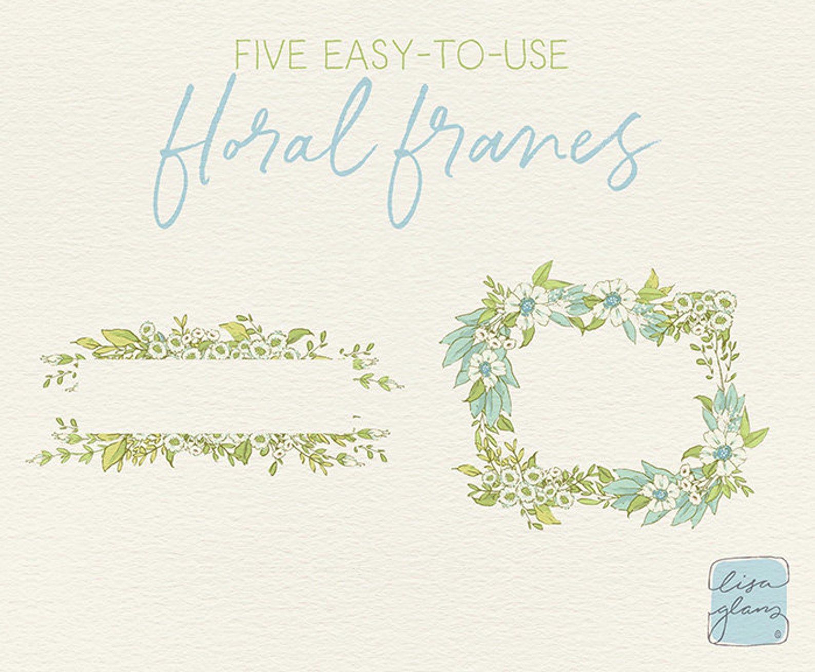 Spring Floral Frames Clipart Set: Hand Drawn Floral Frames - Etsy