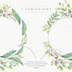 Watercolor Floral Frame: Hand Painted Leaf Wreath Clipart / Wedding ...