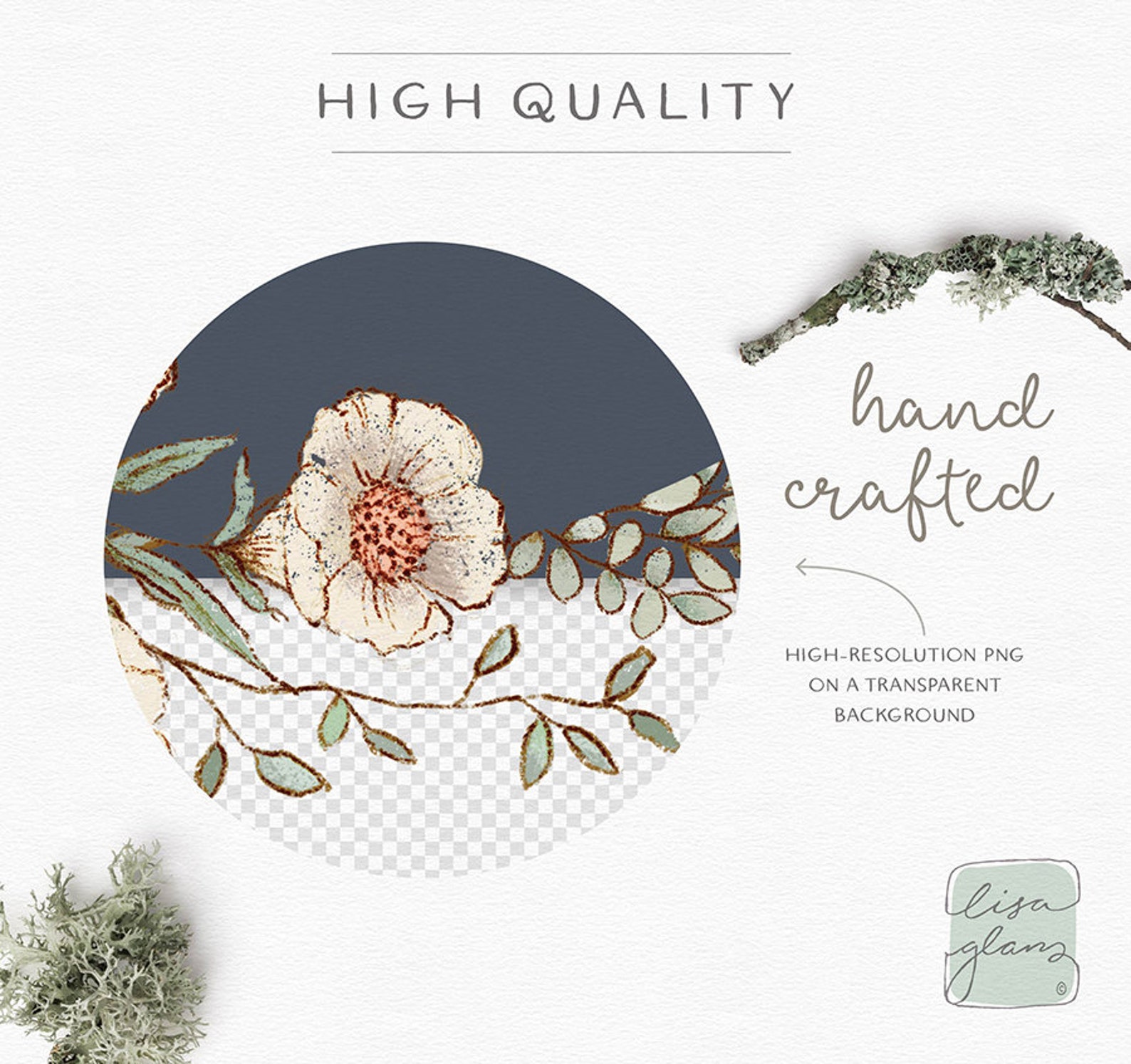 Hand Drawn Botanical Frame: Floral Leaf Wreath Clipart / - Etsy