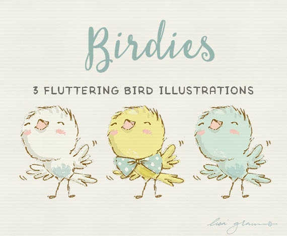 Spring Bird Clipart Set: Birdies Clip Art Sweet Clipart - Etsy