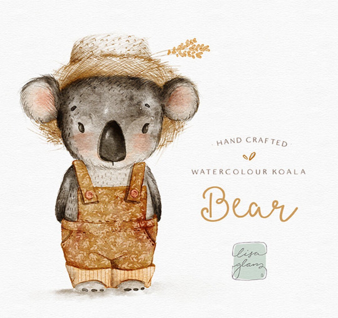 Watercolor Koala Bear: Hand Painted Clipart / Woodland Nursery Art ...