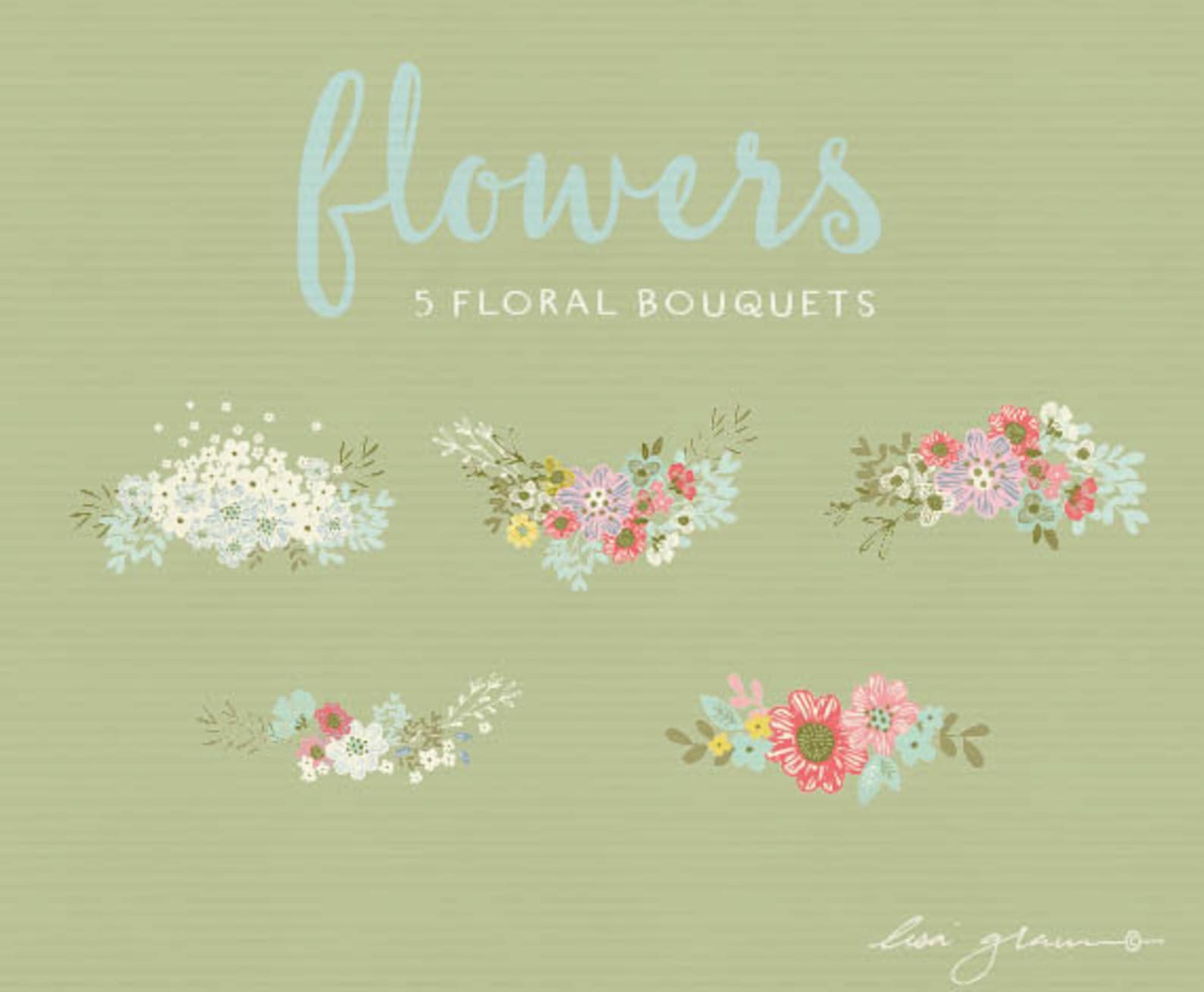 Cute Spring Flower Clipart Set: Bouquet Clip Art Teacup - Etsy