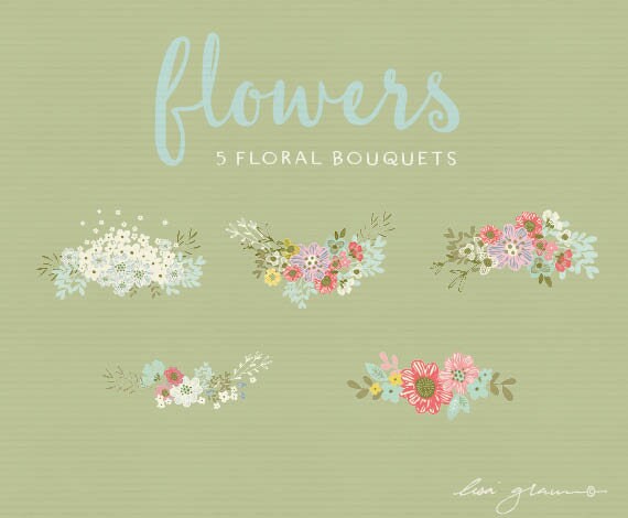 Cute Spring Flower Clipart Set: Bouquet Clip Art Teacup | Etsy