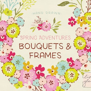 Colorful Spring Flower Clipart Set: Bouquet Clip Art, Bright Wreath ...