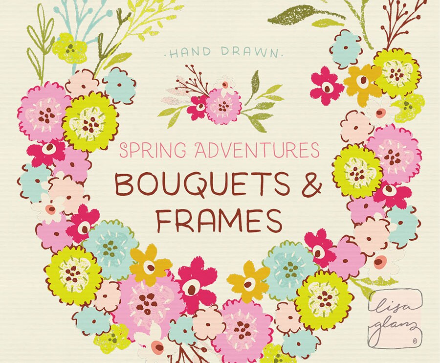 Colorful Spring Flower Clipart Set: Bouquet Clip Art Bright | Etsy
