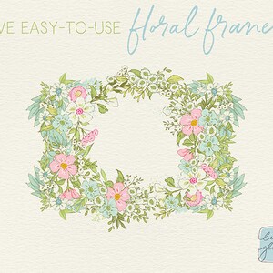 Spring Floral Frames Clipart Set: Hand Drawn Floral Frames Clipart ...