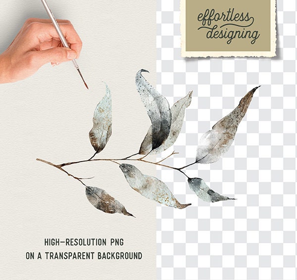 Watercolor Leaves: Hand Painted Clipart / Leafy Borders / | Etsy