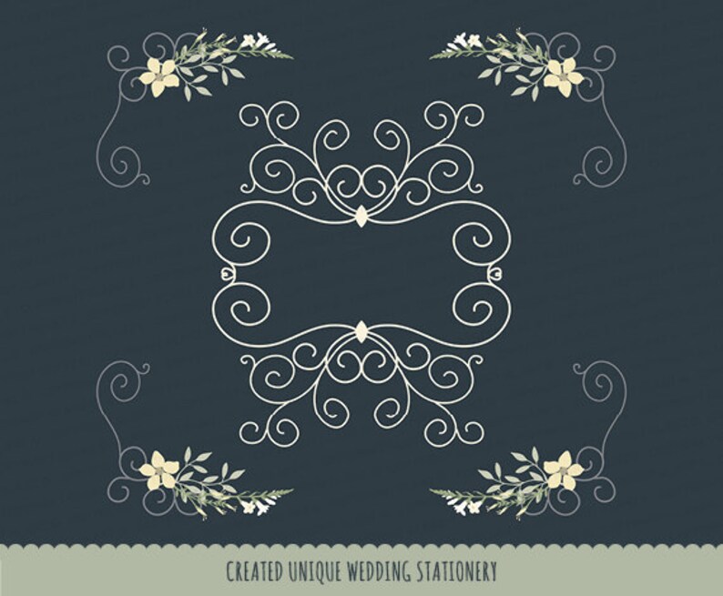 Vintage Wedding Invitation Floral Wreath Clipart Collection: Rose ...