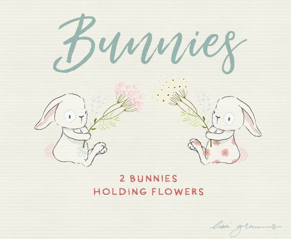 Spring Bunny Clipart Set: Cute Bunnies Clip Art Teacup - Etsy