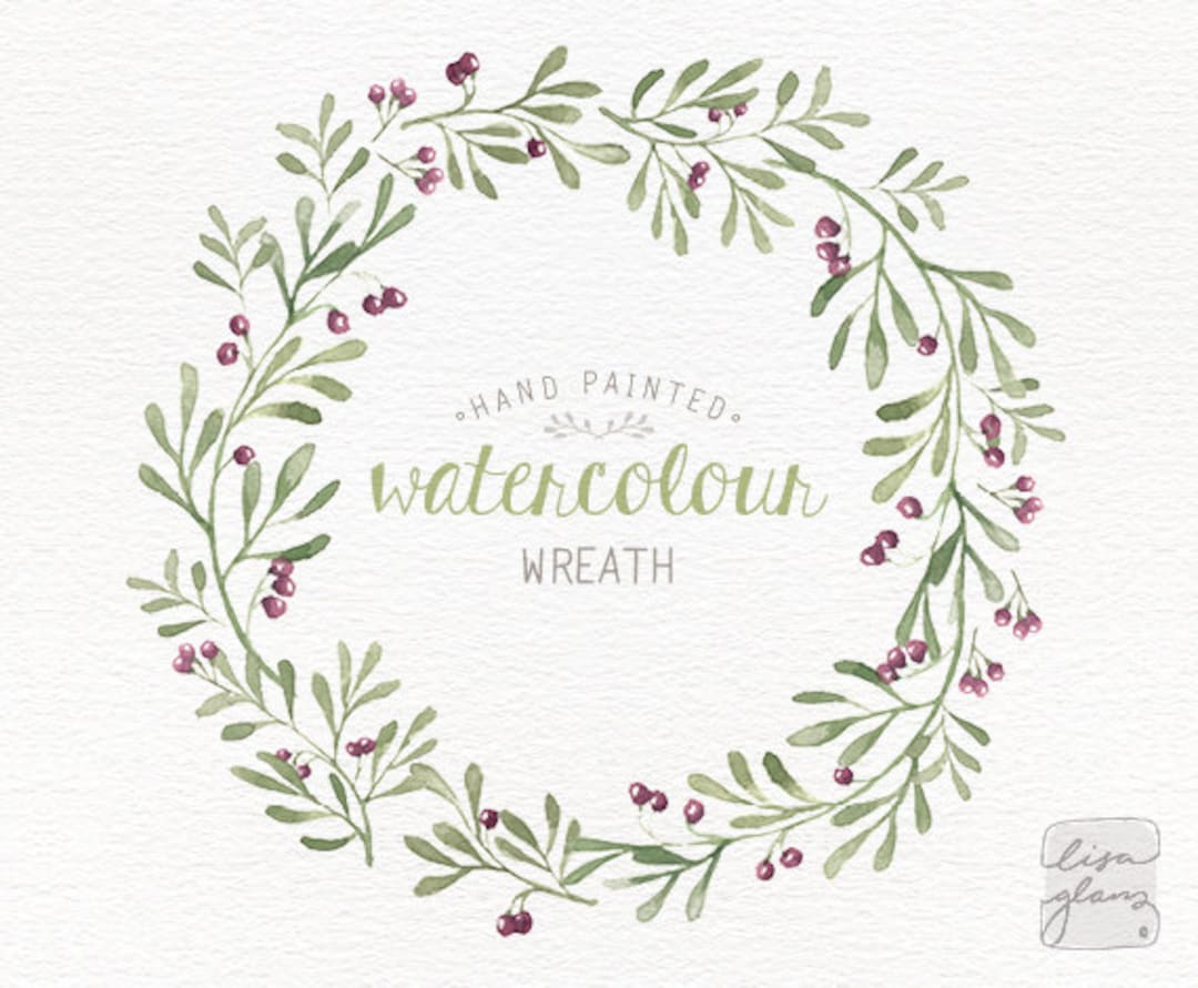 Watercolor Wreath: Hand Painted Floral Wreath Clipart / Wedding ...