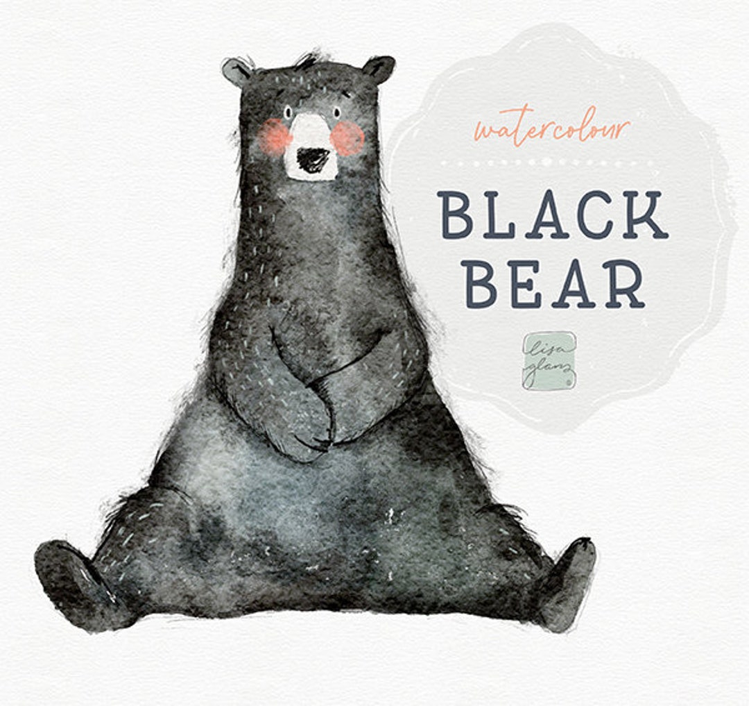 Cute Watercolor Black Bear Clipart Perfect Woodland Nursery Art, Baby ...