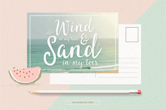 Watermelon fonts hand-lettered script font sweet summer hand drawn font ...