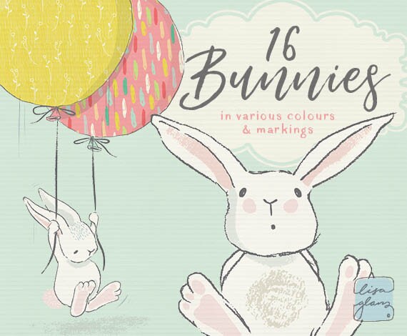 Spring Bunny Clipart Set: Cute Bunnies Clip Art Teacup - Etsy