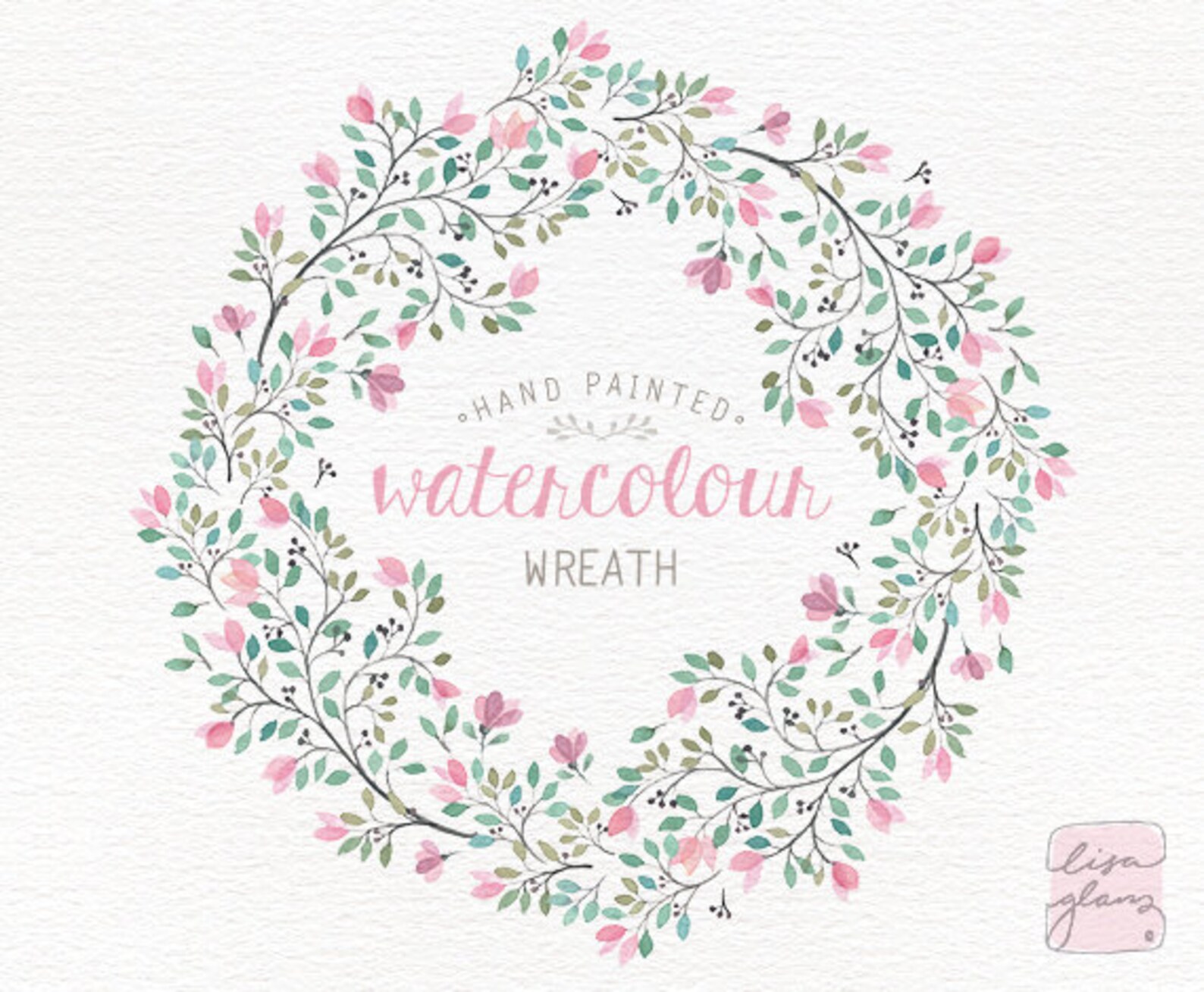 Watercolor Wreath: Hand Painted Floral Wreath Clipart / - Etsy