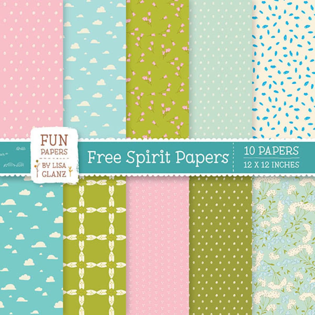 Free Spirit Printable Papers, Playful Hippy Summer Digital Download ...
