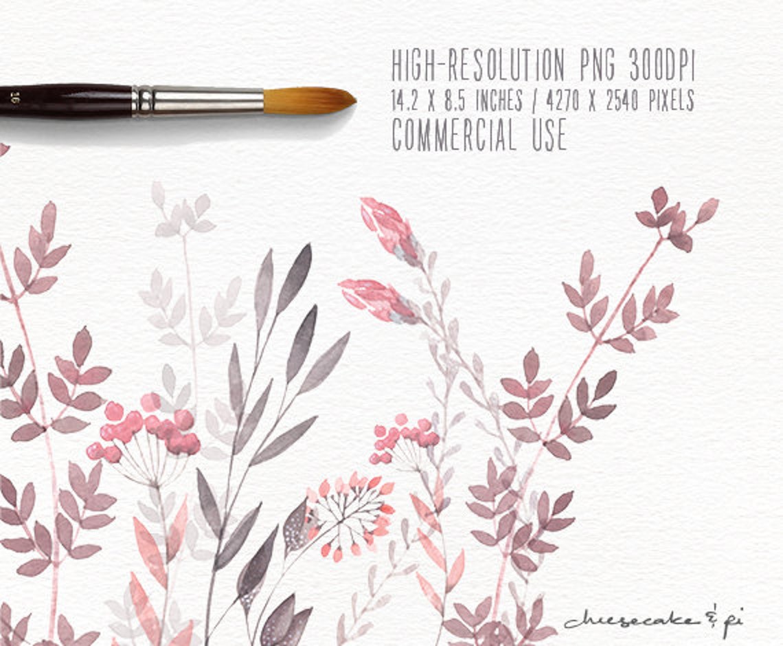 Watercolor Floral Border: Hand Painted Floral Clip Art / - Etsy