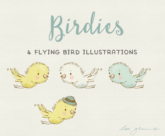 Spring Bird Clipart Set: Birdies Clip Art Sweet Clipart - Etsy