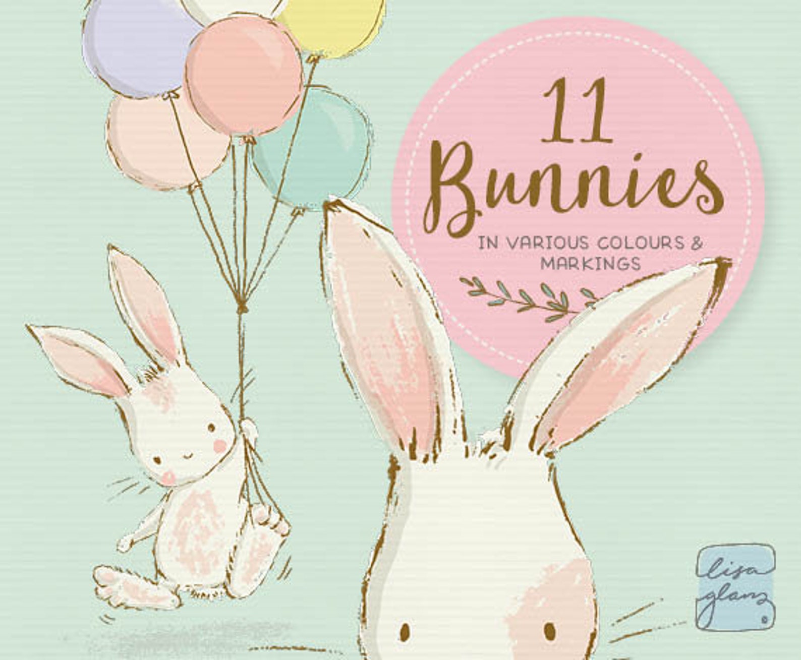 Spring Bunny Clipart Set: Hand-drawn Easter Bunnies (PNG, AI ...