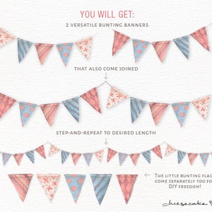 Watercolor Bunting Clipart: Whimsical Nursery Banner (PNG) - Etsy