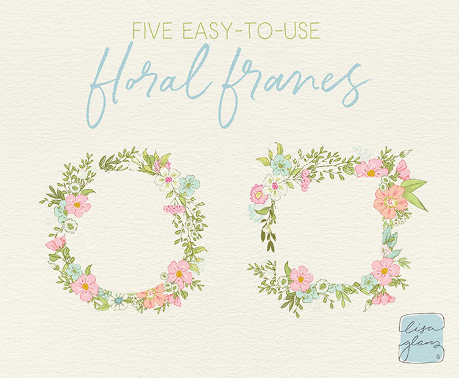 Spring Floral Frames Clipart Set: Hand Drawn Floral Frames - Etsy