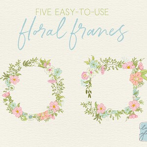 Spring Floral Frames Clipart Set: Hand Drawn Floral Frames Clipart ...
