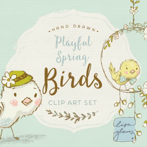 Spring Bird Clipart Set: Birdies Clip Art Sweet Clipart | Etsy