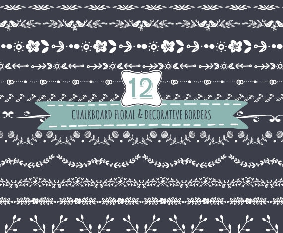 Digital Chalkboard Border Collection: 12 Vector PNG JPG | Etsy