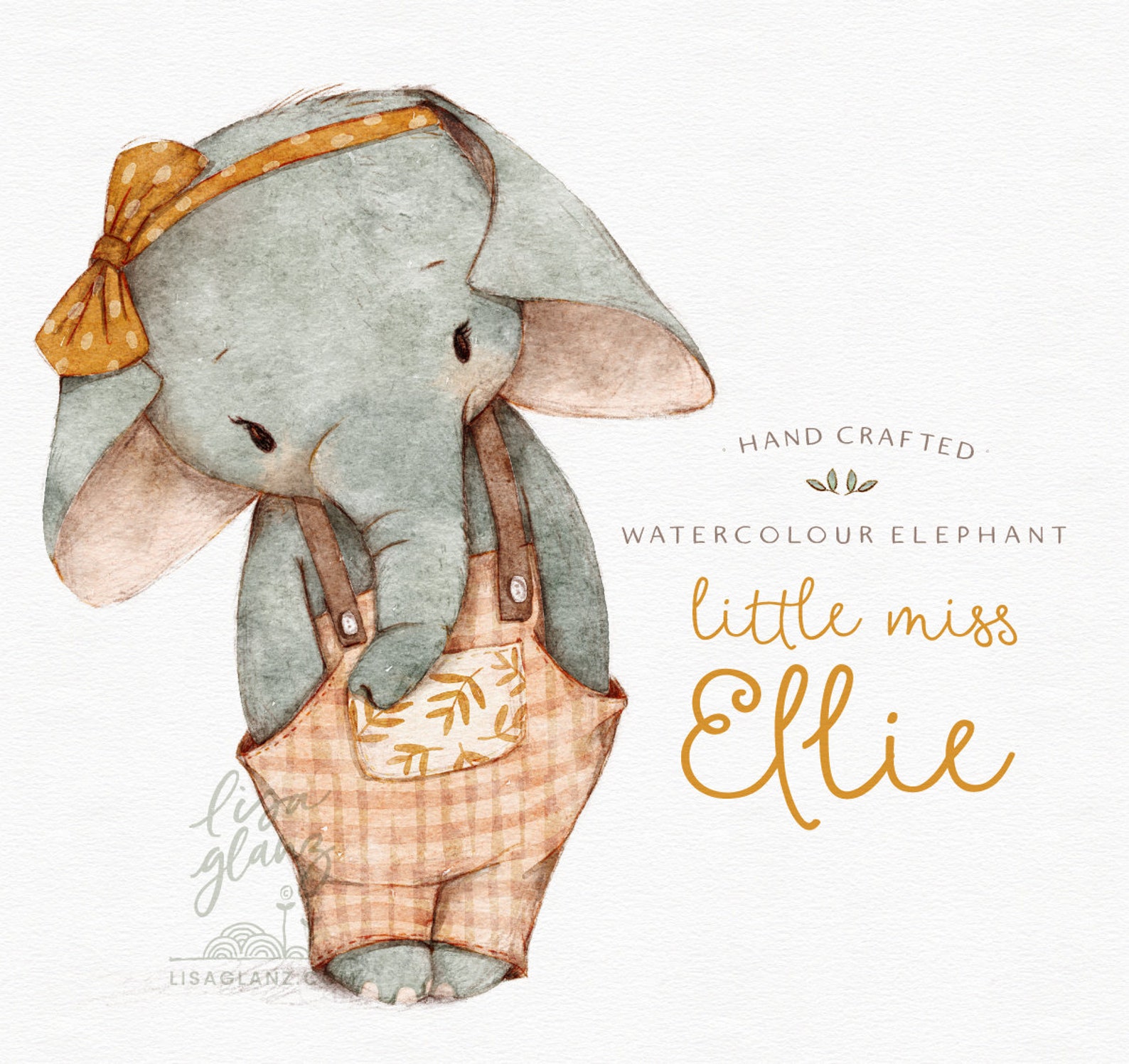 Watercolor Baby Elephant Clipart: Girl Nursery Art (PNG) - Etsy UK