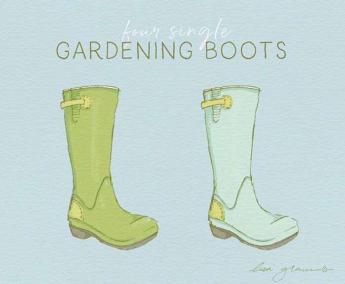 Spring Gardening Clipart Set: Boots & Buckets Clip Art - Etsy