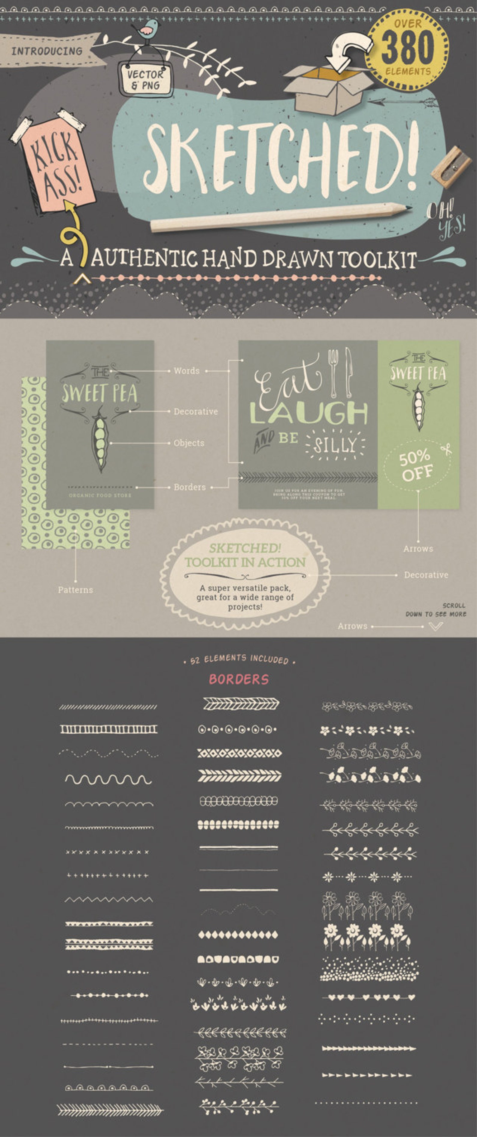 Hand Drawn Clipart Toolkit: Sketched / Graphic Flowers Objects - Etsy